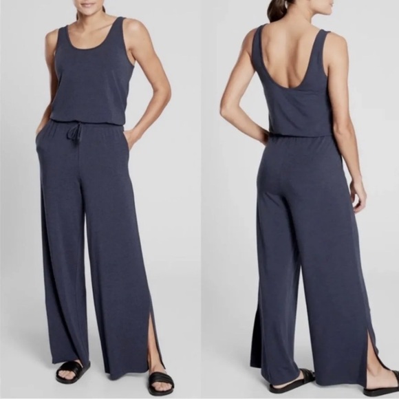 Athleta | Pants & Jumpsuits | Athleta Coastal Wide Leg Romper Pantsuit ...